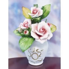 # 17331 - CAPODIMONTE VASE W/PINK FLOWERS